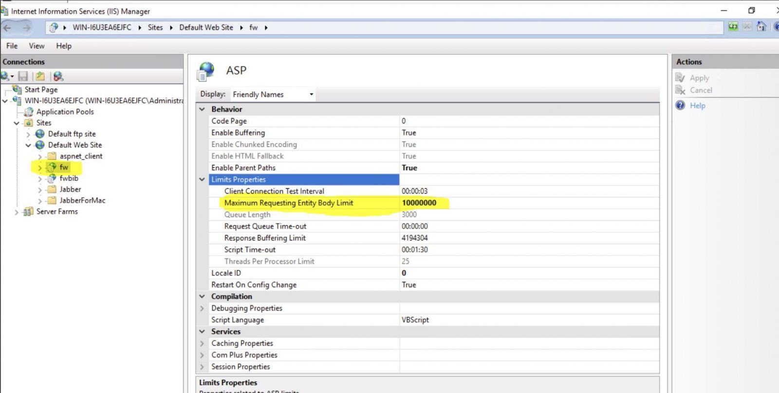 How to increase the maximum attachments file size