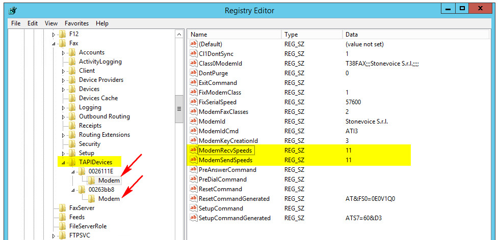 How to set max fax modem rate