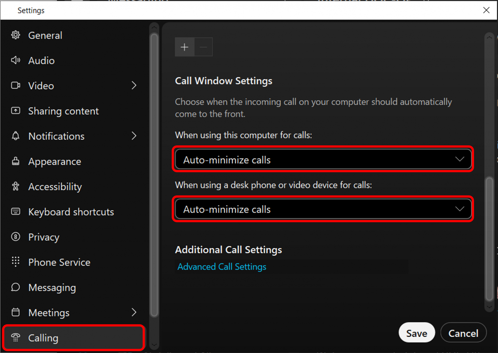 Specific Webex client setup